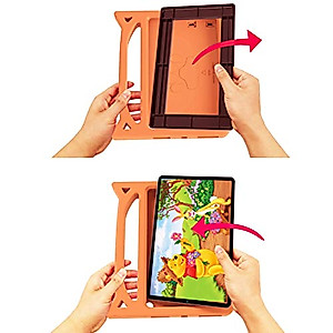 Kids Case for ＨＤ10 Tablet(9th/7th/5th Generation,2019/2017/2015 Release)-SHREBORN Lightweight Shockproof Case with Cute Cat Handle Stand, Not fit iPad Samsung 10 inch Tablet-Orange
