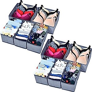 ULG Clothing Drawer Organizer Machine Washable Closet Drawer Dividers Foldable Sock Underwear Organizer Closet Dresser Drawer for Bras Socks Ties Belts Scarves Nursery Baby Clothe (Light Grey)