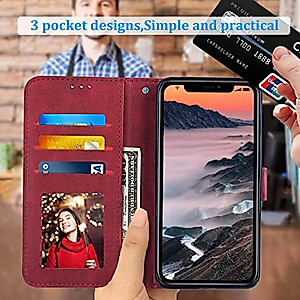 JanCalm for iPhone 12 Mini Wallet Case,[Wrist Strap][Card Holder/Cash Slots][Kickstand] Premium PU Leather Magnetic 12 Mini Phone Case Flip Cover Protective for iPhone Mini 12 Case Wallet (Red)