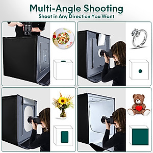 Daguerre 24"x24" Foldable Photo Studio Light Box, Bi-Color Dimmable Shooting Tent with 240 LED Lights, 3000-5500K - Includes 6 Color Backdrops for Professional Photography