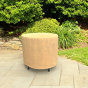 Budge P4A07SF1 All Seasons Round Patio Table Cover Lightweight, UV-Resistant, Extra Small, Tan