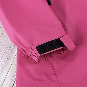 OutTop Women's Waterproof Rain Jacket Lightweight Hooded Zipper Windbreaker Active Outdoor Raincoat for Hiking Travel (Hot pink, XL)