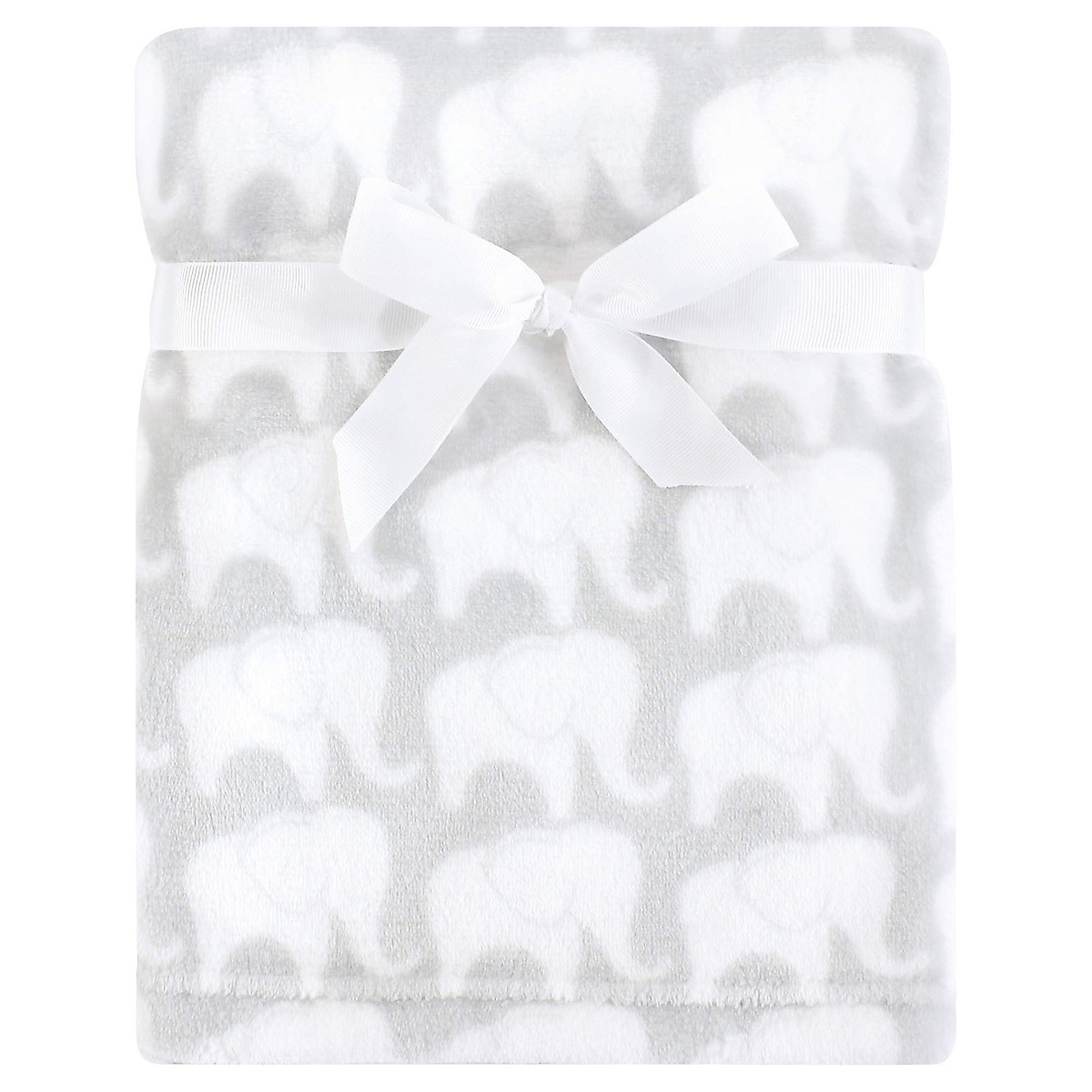 Hudson Baby Unisex Baby Silky Plush and Coral Fleece Blanket, Gray Elephant, 30x40 inches