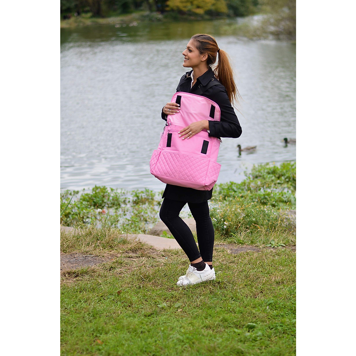 Dream Embroidery PERSONALIZED Large Diaper Bag Messenger Bag Baby Shoulder Bag Monogram (Pink)