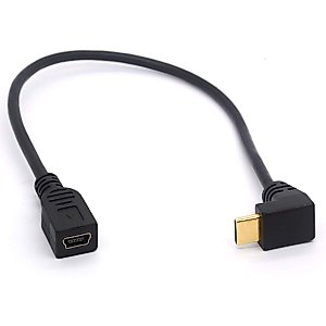 GLHONG USB Type C to Mini 5-Pin Adapter, 1ft/25cm, Right Angled, Male-to-Female, USB 2.0