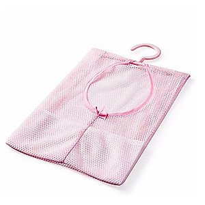 YJYdada Bathroom Storage Clothespin Mesh Bag Hooks Hanging Bag Organizer Shower Bath New (Pink)
