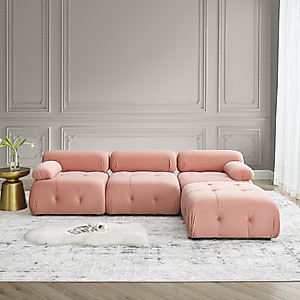 ERYE Pink Velvet Button Tufted, 93"