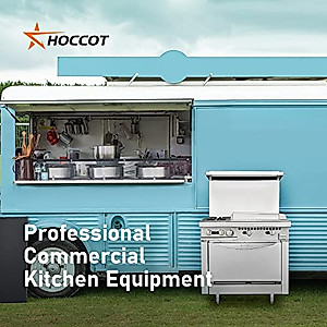 HOCCOT 36” Gas Range Stove with 2 Burners and 24” Griddle Cooktop, Freestanding Commercial Natural Gas Restaurant Range Stainless Steel w/Standard Oven & Cast Iron Grate, 135,000 BTU Total