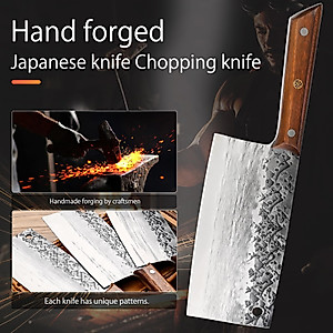 Chef Knife, 7 Inch Professional High Carbon Kitchen Chef Knife Stainless Steel Meat Cleaver Chef Knife with Ergonomic Handle and Ultra Sharp Blade, Gift Box for Family