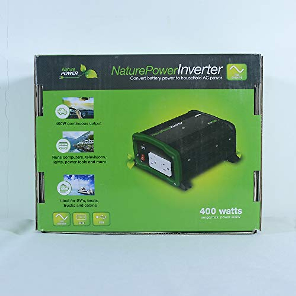 Nature Power 38304 Pure Sine Wave Inverter, 400-watt