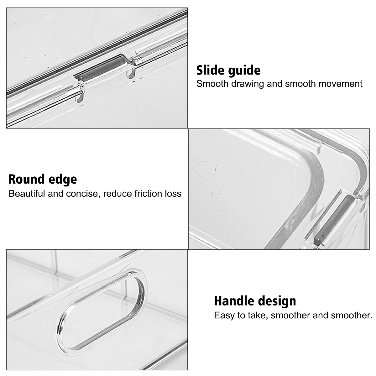 shopwithgreen Refrigerator Organizer Bins with Pull-out Drawer, Drawable Clear Fridge Drawer Organizer with Handle, Plastic Kitchen Pantry Storage Containers (1 Tall)