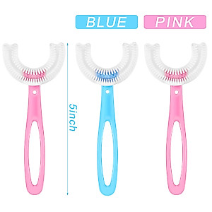 Nuenen 8 Pieces Kids U Shaped Toothbrush Manual Training Tooth Brush with Soft Silicone Brush Head Whitening Massage Toothbrush Whole Mouth Toothbrush 360 Oral Teeth Cleaning (Long Handle)