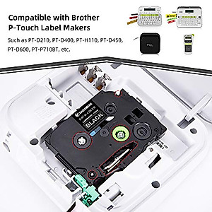 Black Label Tape TZe-335 Replacement for Brother TZe Tz Tape 12mm 0.47 Laminated White on Black TZ335，Work with Brother P Touch PT-D210 D220 H110 D600 Label Maker，4-Pack