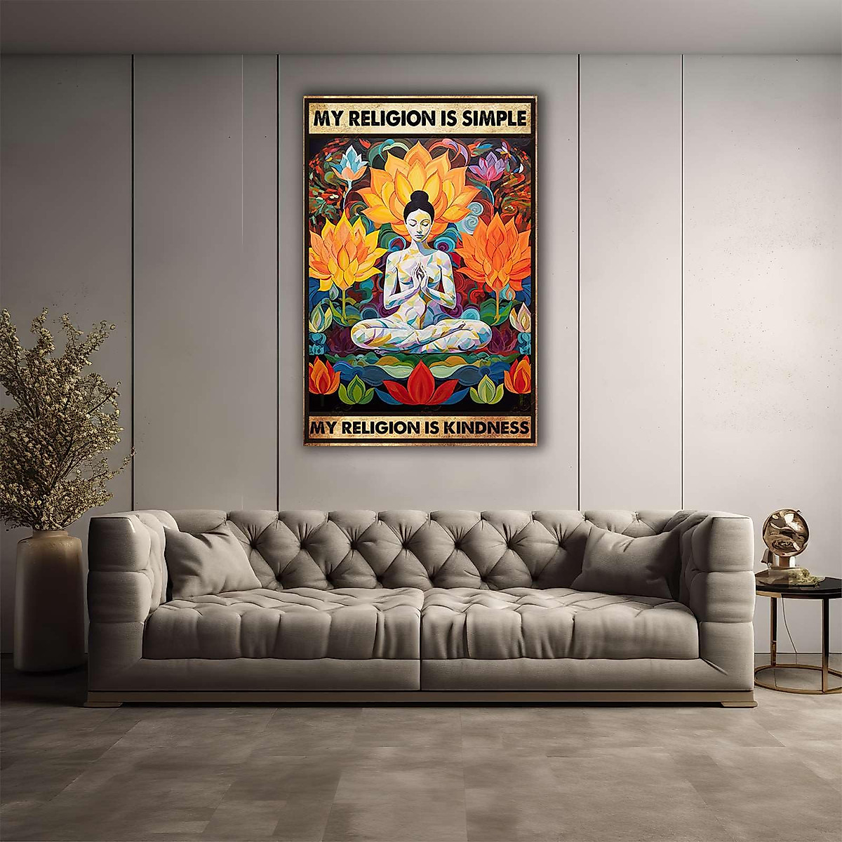 FLFGIDD Canvas Prints Abstract Wall Art My Religion Is Simple Canvas Art Poster and Wall Art Picture Print Modern Family bedroom Decor Posters 12x18inch-Wood Framed