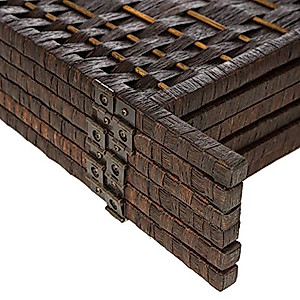 Legacy Decor 5 Panels Room Divider Privacy Screen Weaved Bamboo Fiber Brown Color 5.9 ft High X 7.2 ft Wide