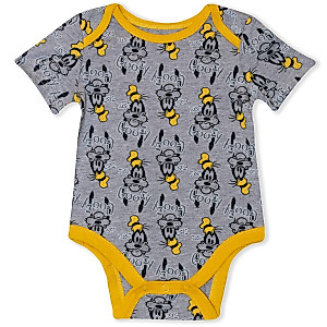 Disney Mickey Mouse, Lion King, and Winnie the Pooh Baby Boys 5 Pack Bodysuits for Newborn and Infants