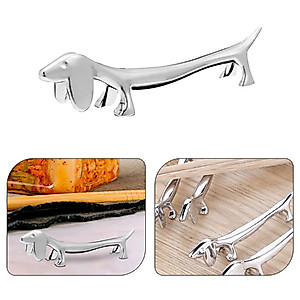 Luxshiny Dog Chopsticks Holder 3pcs Metal Dachshund Chopstick Rest Pillow Puppy Spoon Fork Rack Stand for Spoon Fork Tableware Brush Home Kitchen Table Decoration