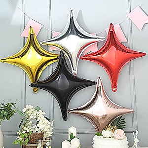 TABLECLOTHSFACTORY 3 Pack 23" Rose Gold Aluminum Foil Star Shape Balloon Wholesale 4 Point Quadrangle Mylar Balloons