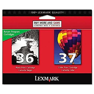 Lexmark 18C2229 36 37 X3650 X4650 X5650 X6650 X6675 Z2420 Ink Cartridge Set (Black & Color, 2-Pack) in Retail Packaging