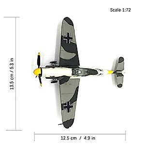 1/72 Scale German WWII Messerschmidt BF-109 Fighter Model Diecast Airplanes Military Display Model Aircraft for Collection Classic Model