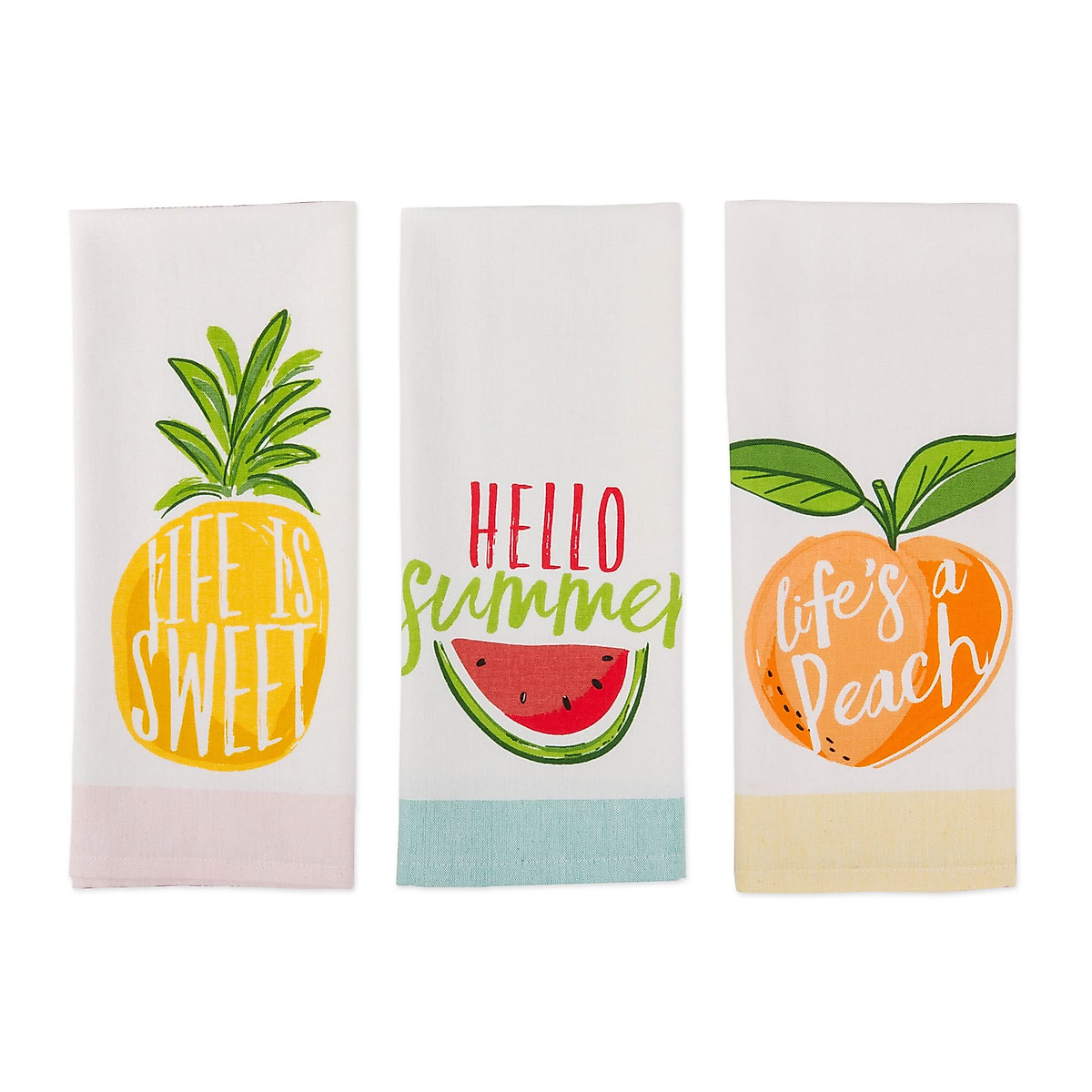 DII Watermelon Collection Kitchen, Dishtowel Set, Hello Summer 3 Piece