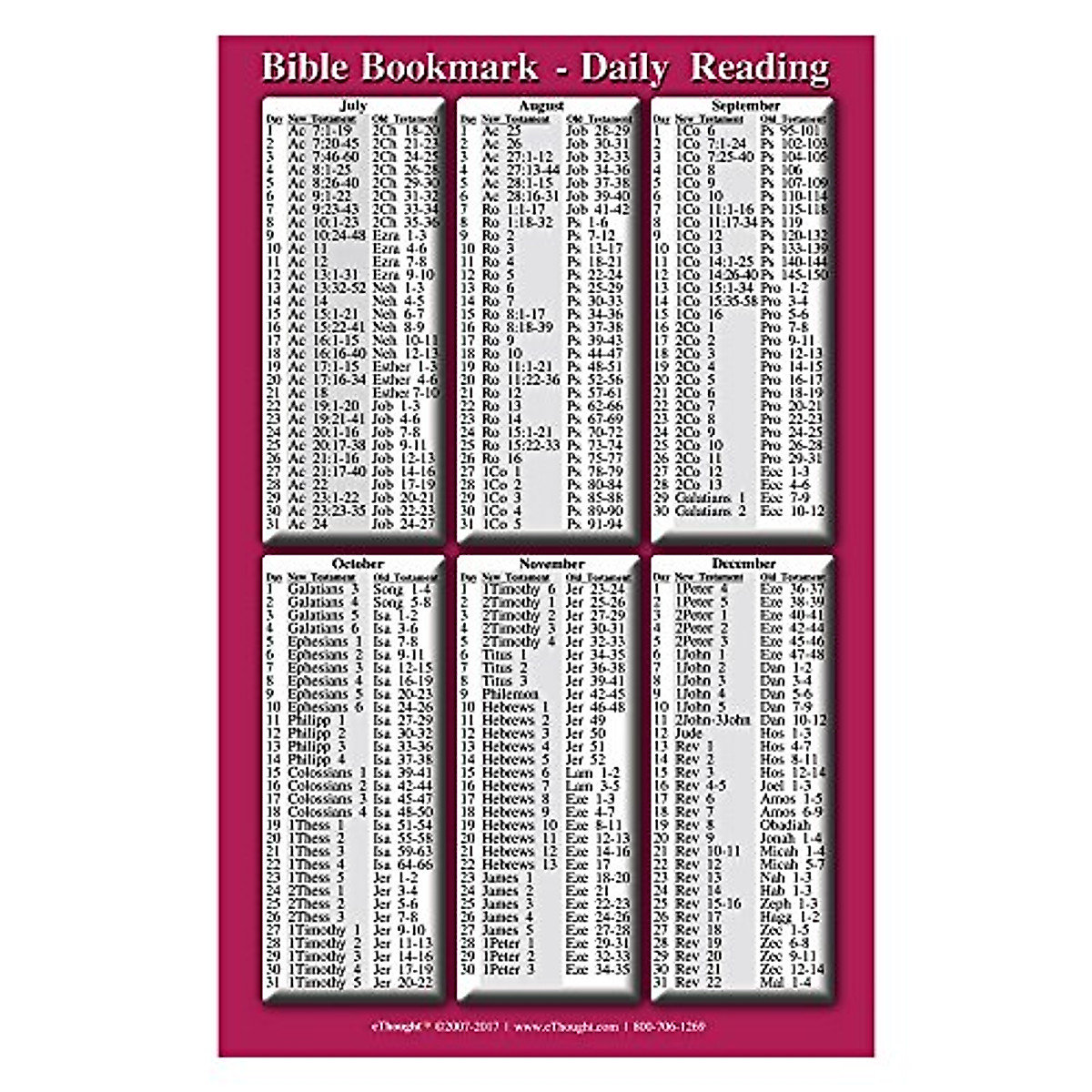 eThought Daily Bible Study Bookmark and Reading Guide - Read The Bible in a Year, Devotional Companion, Gifts for Believers and Scripture Seekers, Pack of 25 (BB-DRYR-25)