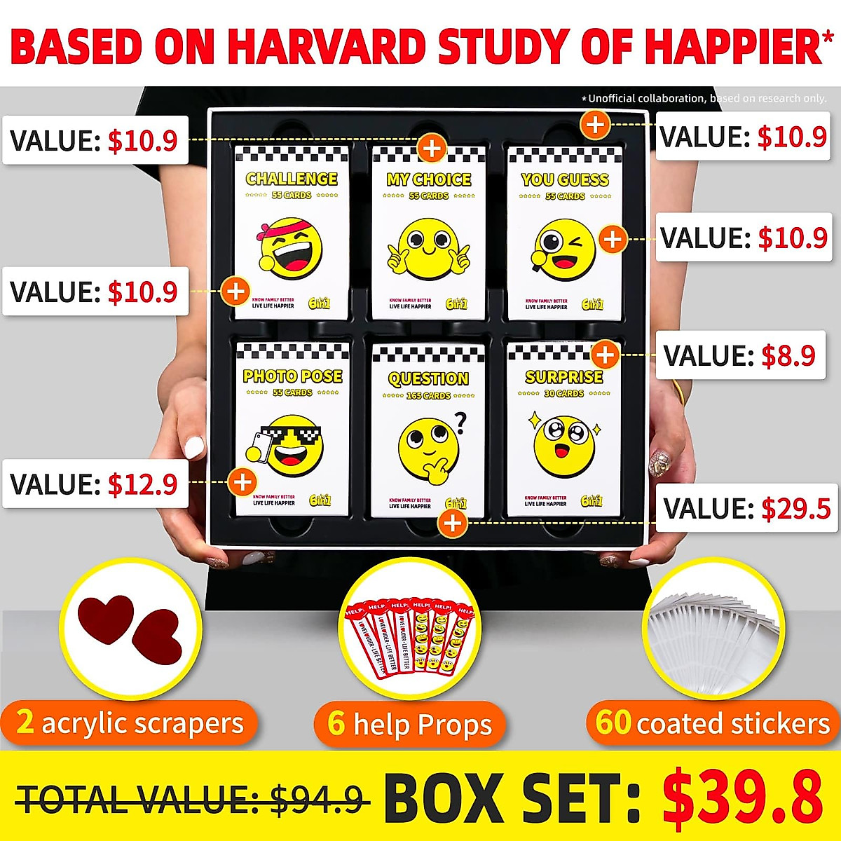 Fun Card Games for Kids, Adults, Family-Board Games for Family Game Night with 415 Conversation and Challenge Cards, for Ages 8 and Up-Know Family Better, Live Life Happier-Family Games 6 in 1 Set