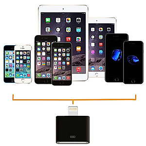 Lightning to 30-pin Adapter，Apple MFi Certified iPhone 8-Pin Male to 30-Pin Female Adapter Charging Sync Converter Connector Compatible iPhone 13/13P/12/11/X/8/7/6P/5S/5/iPad/iPod (No Audio)