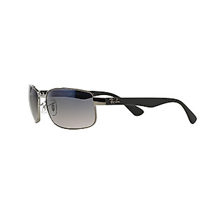 Ray-Ban RB3478 Rectangular Sunglasses, Gunmetal Frame/Blue Polarized Lens, 60 mm