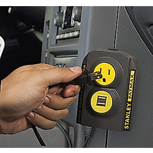 STANLEY FATMAX PCI140 140W Power Inverter: 12V DC to 120V AC Power Outlet with Dual USB Ports