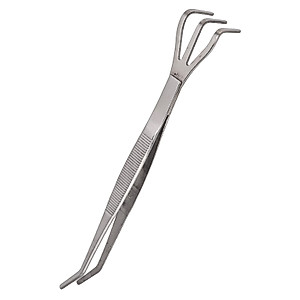 Bonsai Root Rake, 3Prong Nonslip Stainless Steel Root Rake, Ergonomic Handle for Loose Soil for Potted Plant (Bent)