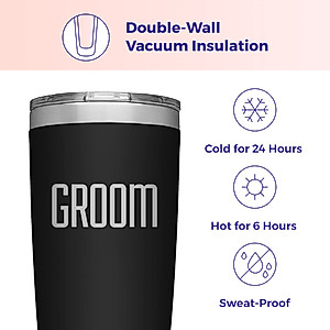 Groom Tumbler - Custom Vacuum Insulated Stainless Steel Groom Cup Mug with Lid and Straw - Cup for Fiance - Coffee Mug for Groom to Be - Groom Travel Tumbler - Engagement Tumbler - Newly Engaged Son