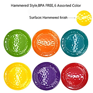 KX-WARE Melamine Plates set -10inch 6pcs 100% Melamine Dinner Plates for Everyday Use, Break-resistant and Lightweight, MultiColor