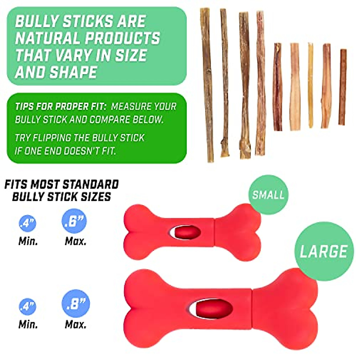 GoSports Chew Champ Bully Stick Holder for Dogs - Securely Holds Bully Sticks to Help Prevent Choking, Red - 8 Inch Size