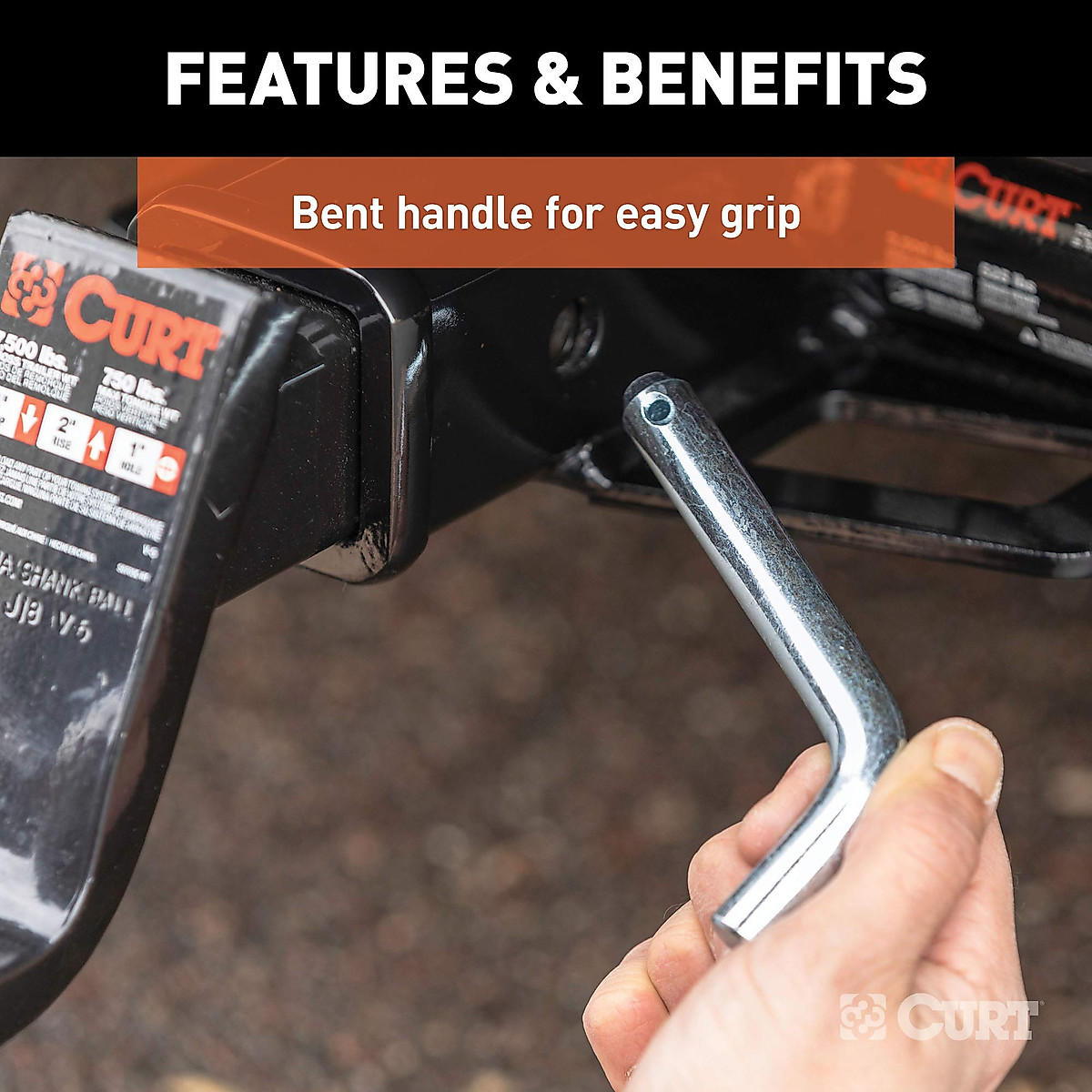 CURT 21581 Trailer Hitch Pin & Clip, 5/8-Inch Diameter, Fits 2 or 2-1/2-Inch Receiver