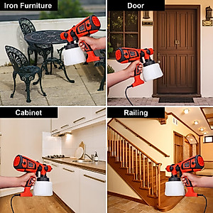 Mueczeo Paint Sprayer 700W HVLP High Power Electric Paint Gun with 1400ml High Capacity Container 3 Copper Nozzles and 3 Patterns, Paint Sprayer for House Painting, for Furniture, Fences, Walls, Doors