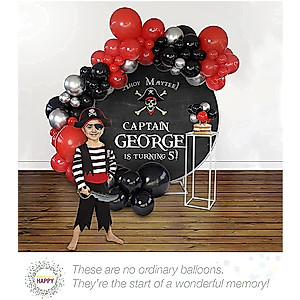 HAPPY - Red Black Silver Balloon Garland Arch Kit - 164 Professional Quality Latex Balloons in 4 Sizes for 30% Fuller 16ft Garland Arch - Graduation, 1st Birthday, Casino, Cars, Lady Bug, Too Fast…