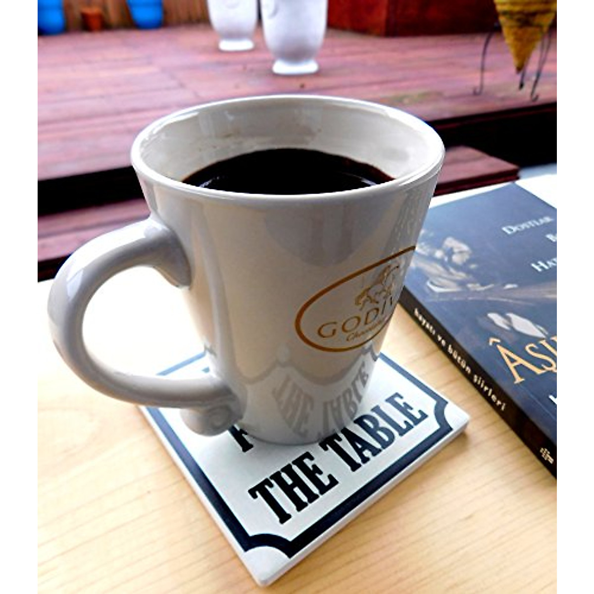 Absorbent Stone Drink Coasters - Funny Coasters for Drinks - Huge 4.25 Inch Square Ceramic Stone with Cork Backing Coaster