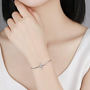 YZSFMZGE Cross Bracelet 925 Sterling Silver Bracelets for Women Adjustable Bracelet