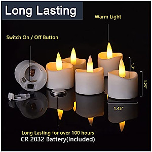Actpe Timer Tealight Candles with Flickering Flame, 12pcs Realistic Bright Unscented Small LED Electric Fake Battery Operated Candle for Seasonal & Festival Celebration, Warm White