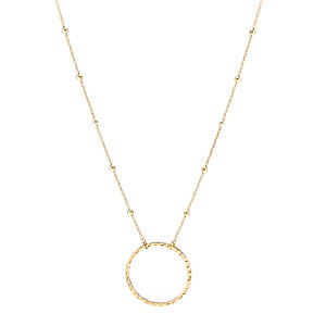 SOFYBJA Hammered Karma Open Circle Pendant Necklace Long Satellite Beaded Chain 18K Gold Plated Jewelry for Women