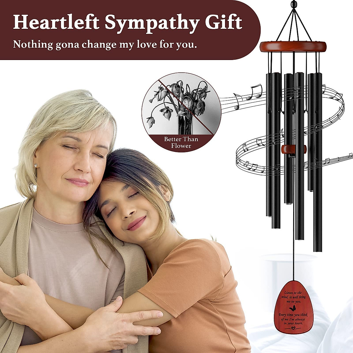 Wind Chimes for Outside, Sympathy Wind Chime for Loss of Loved One Mother Father Memorial Wind Chime Outdoor Sympathy Gift Memorial Gifts Bereavement Gift for Condolence/Funeral (32 Inch)