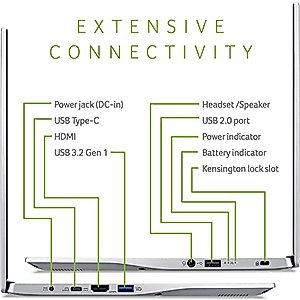 Acer Swift 3 Ultra Light Laptop AMD Ryzen 7 4700U 8-Core Processor 8GB DDR4 512GB NVMe SSD WiFi 6 Backlit Keyboard Fingerprint Reader SF314-42 Windows 11 (Renewed)