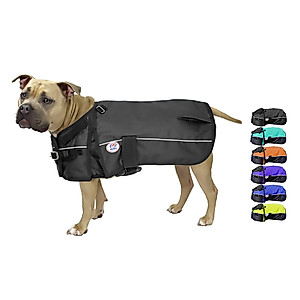 Derby Originals Horse Tough 600D Ripstop Waterproof Reflective Winter Dog Coat 150g Medium Weight, Black, 17.5"