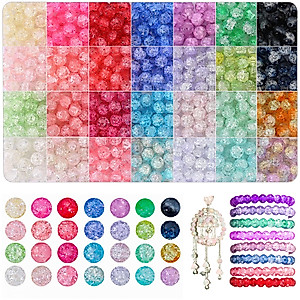 700pcs Crack Glass Beads for Jewelry Making -AIXPROBEAD 8MM Beads Bracelet Making Kit with Crystals, Charms, and Friendship Bracelet Beads - Jewelry Making Supplies for Adults and Girls