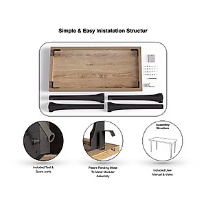 DINIAL Home Office Computer Desk 35.4 inch Gaming Desk, Modern and Minimalist Home Office Desk, Home Office Desks, Study Desk, Craft Table Black Metal Designed Frame, Dark Brown Board Color.