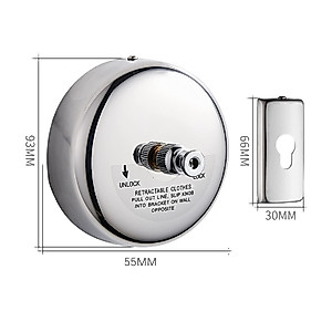 Retractable Clotheslines 9Ft Retracting Clothes Line Wall Mounted Stainless Steel Clothes Dryer Laundry Line Indoor Outdoor Hanging Laundry Rope Clothing Drying Rack for Shower Room Bathroom Hotel