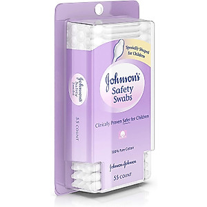 Johnson's 008256OurBundle Non-Chlorine Bleached Safety Ear Swabs for Babies and Children, 55 ct ( Pack of 2)