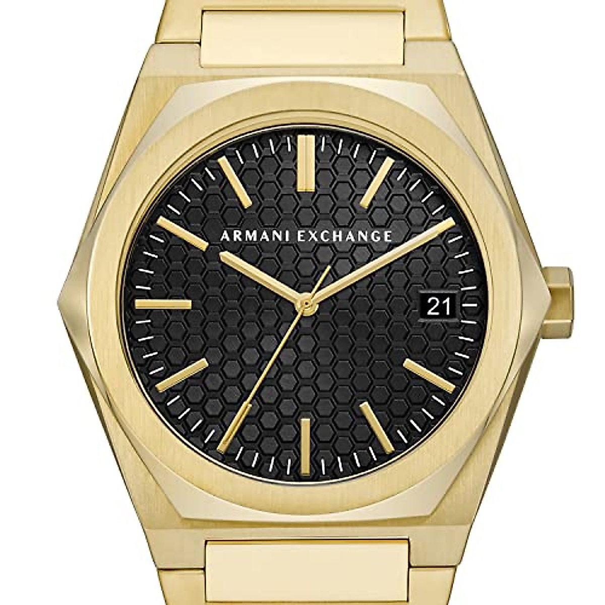 AX ARMANI EXCHANGE Men's Three-Hand Date Gold-Tone Stainless Steel Watch (Model: AX2810)