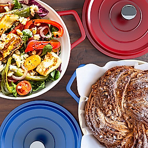 Lightweight 2.5 Qt Dutch Oven Pot with Lid, Nonstick Dutch Oven, Enameled Dutch Oven for Bread Baking, Cast Aluminum Pot Compatile with All Cooktops, Dishwasher Safe Cookware, Red